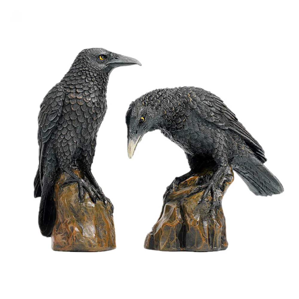Wholesale Realistic Garden Animal Sculpture Resin Black Crow Statue ...