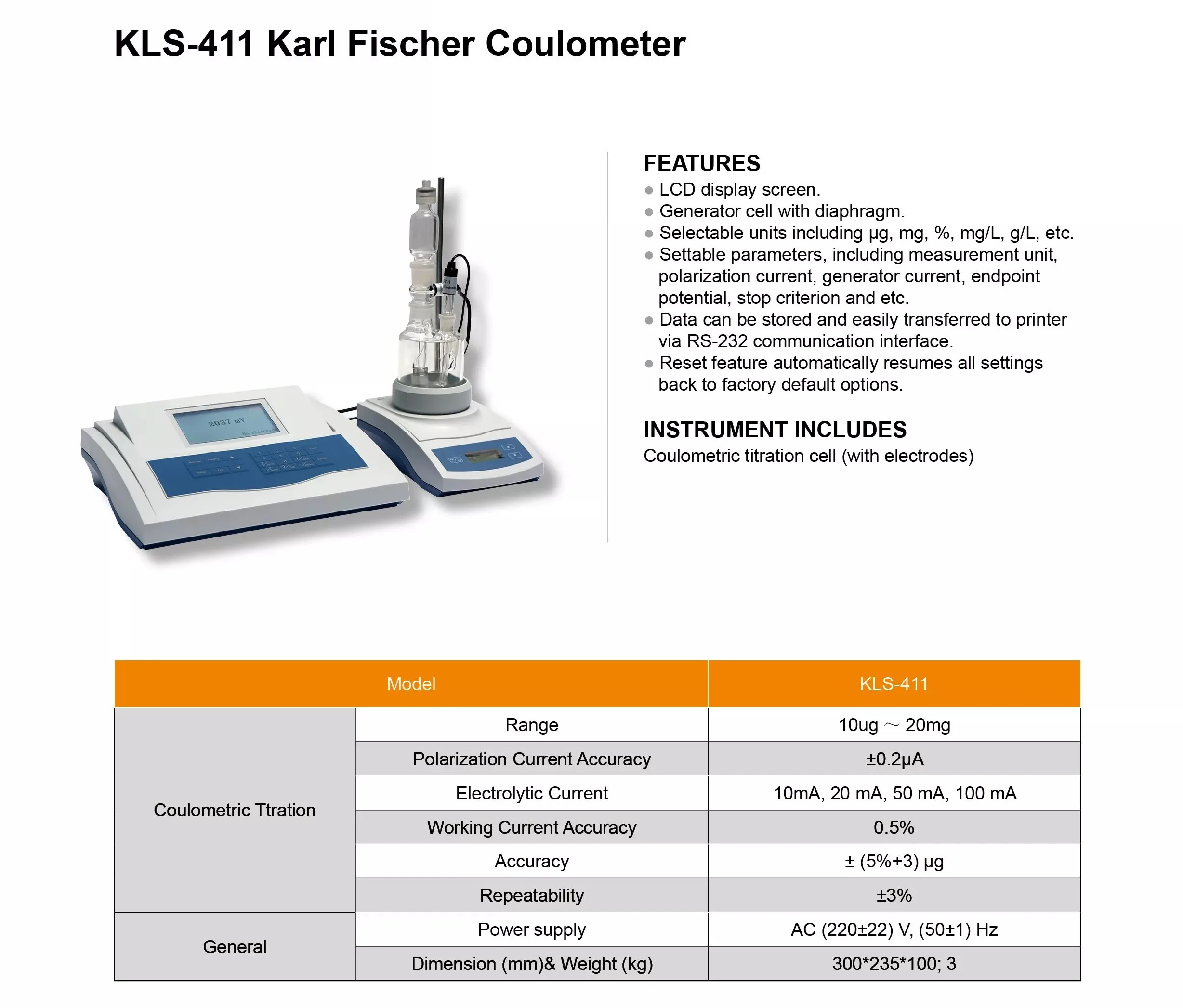 KLS-411 Coulometric Titration Auto Titrator Karl Fischer Price