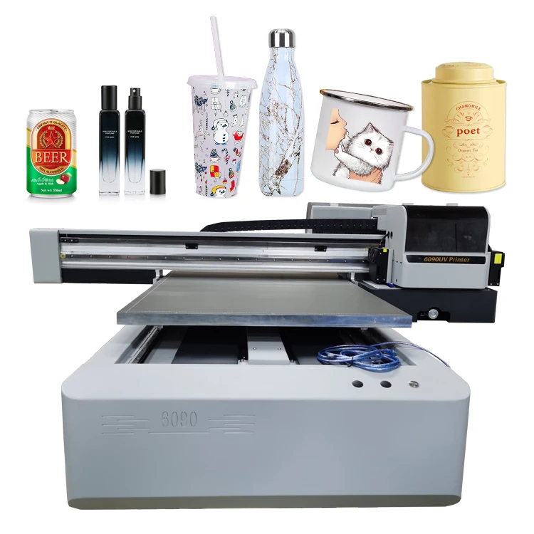 6090 LED Digital Uv Cylinder Flatbed Printer For Pen Plastic Glass ...