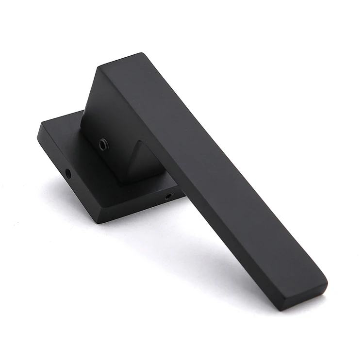 Modern Aluminum L Shape Matte Black Solid Lever Door Handle For Bedroom ...