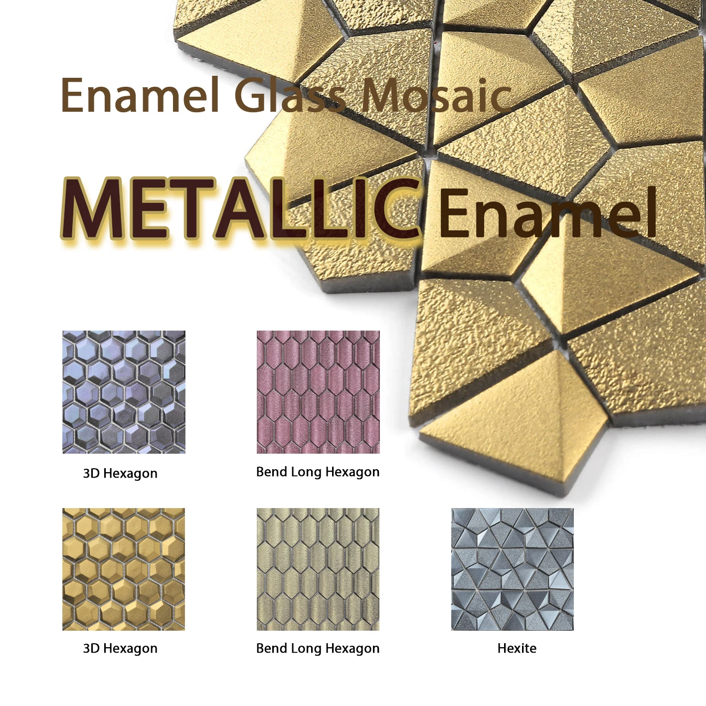 Original Exclusive New Enamel Glass Mosaic Metallic Texture Hexite ...