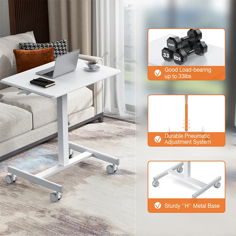 Mobile Laptop Desk Standing Rolling Cart Desk With Gas Spring ...
