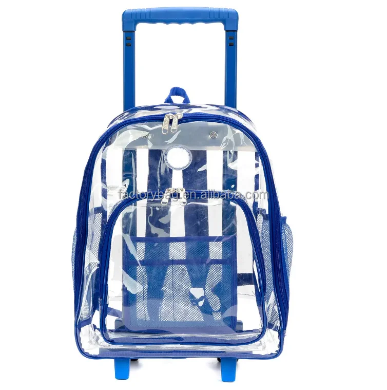 Heavy Duty Anti-scratches See Through Rolling Clear Bookbag Transparent ...