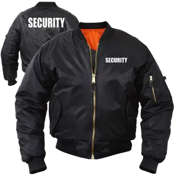 Classic Security Windbreaker Bomber Jacket Black Blue Warm Quilted ...
