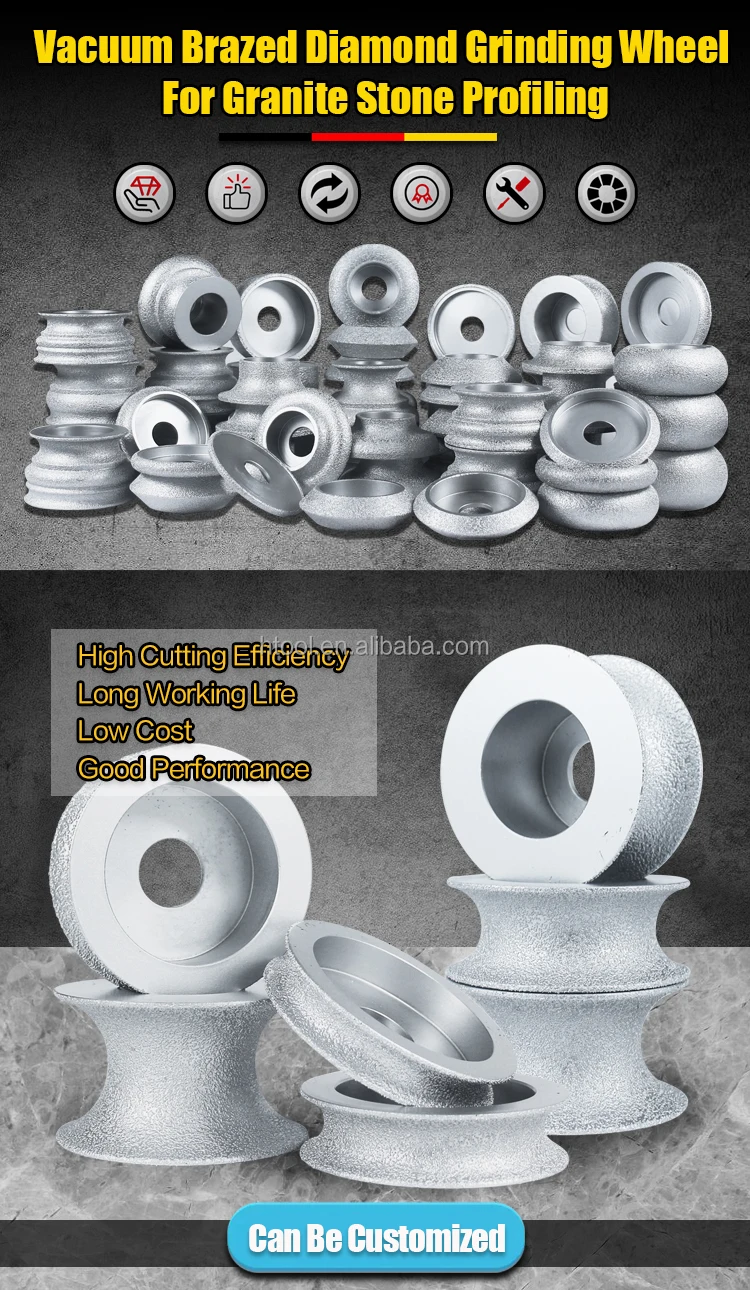 75/30mm Vacuum Brazed Diamond Semi-circle Grinding Wheel For Marble ...