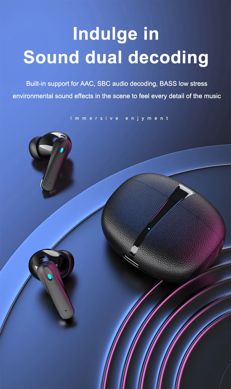 Leather Tws Wireless Earphone Enc Bluetooth Call Earbuds Anc Active ...