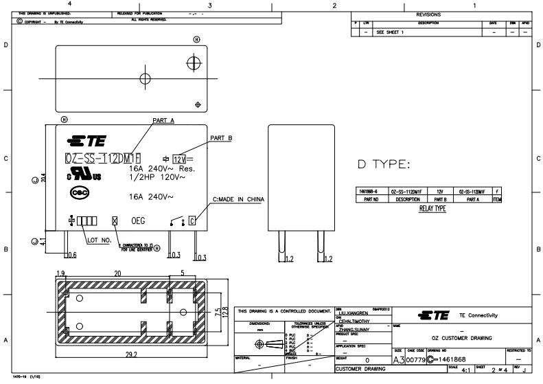 Te Relay Industrial Control Relay 12v 24v 10a 2way 8 Pin Silver ...