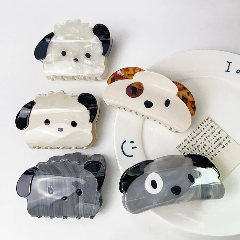 Cute Cartoon Dog Shape Hair Clips - Elegant Acetate Claws