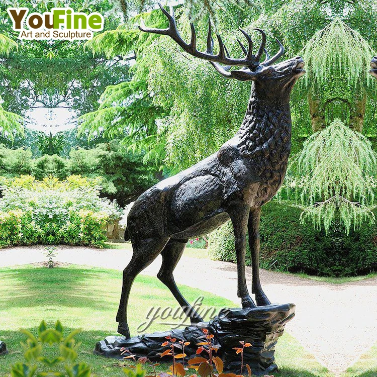 Garden Life Size Outdoor Bronze Elk Statue - Pathfinder Elk