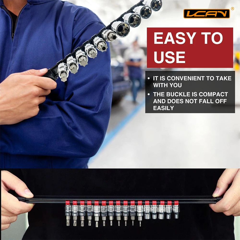9-Piece Socket Tool Organizer Kit Standard Metric SAE 1/4 3/8 1 2 Inch ...