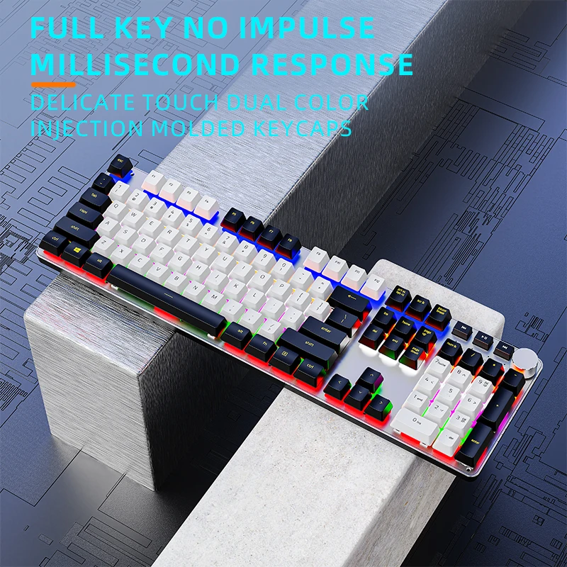 COUSO 107 Keys Mechanical Gaming Keyboard with Custom Keycaps
