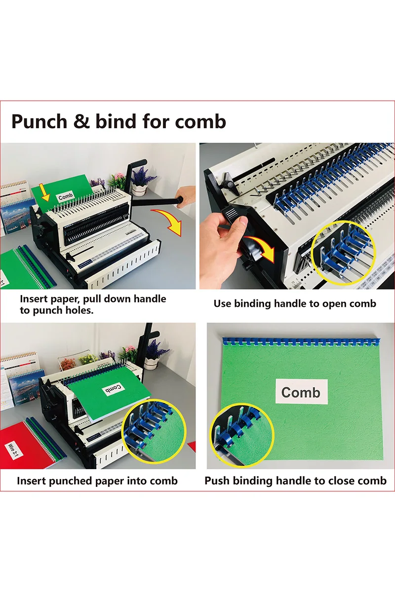 CW2016 Comb +Wire Electric Punch Binding Machine Multi Functional ...