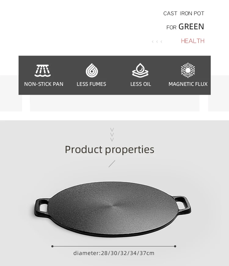 Non-Stick Coating Chinese Cast Iron Pizza Pancake Pan for Kitchenware ...