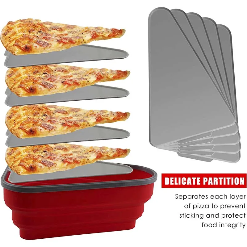 5 Tray Folding Reusable Pizza Slice Storage Container Silicone Pizza ...