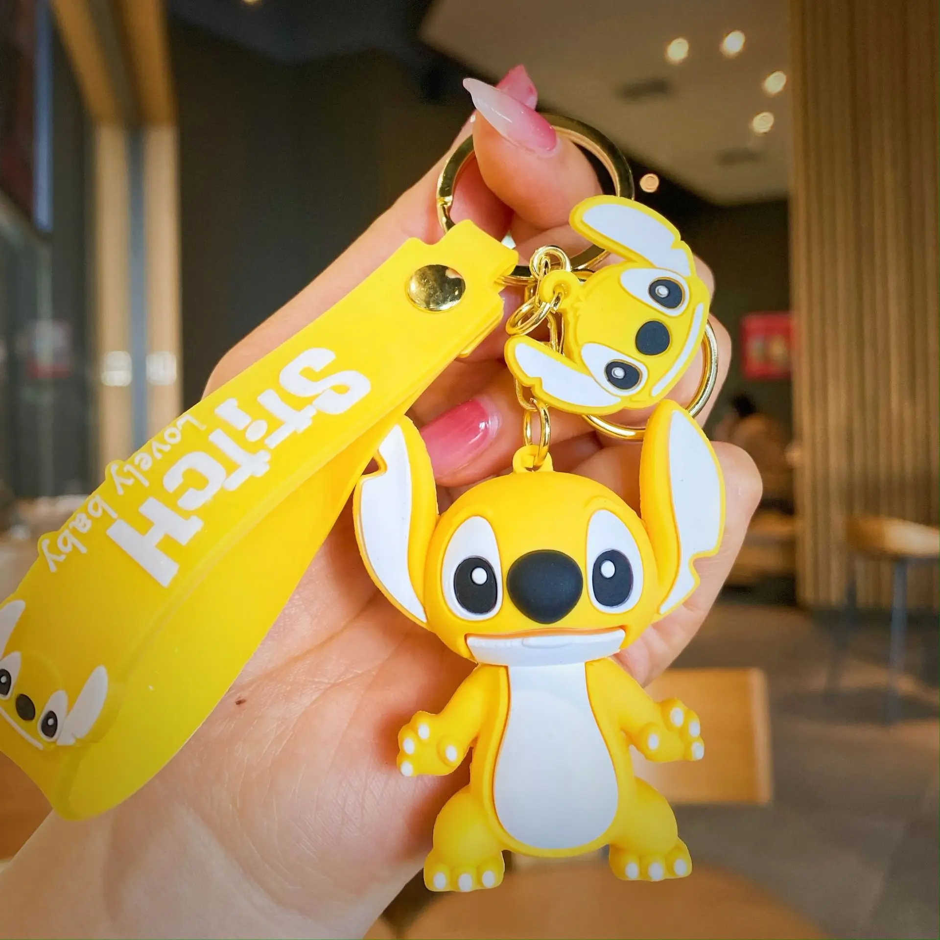 Wholesale Cute Cartoon Pvc Anime Keyring Stitch Keychains Blue Pink Bag ...