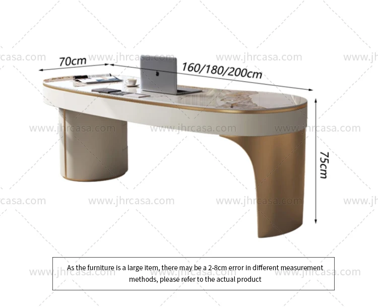 Luxury Gold Stainless Steel Computer Table,Sintered Stone Working Desk ...