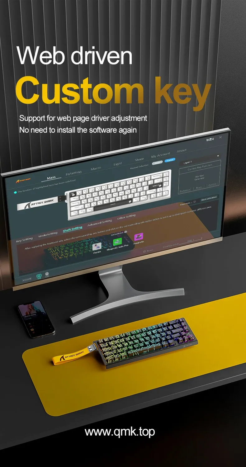 Attack Shark X68HE Wired Mechanical Gaming Keyboard - Magnetic Switch ...