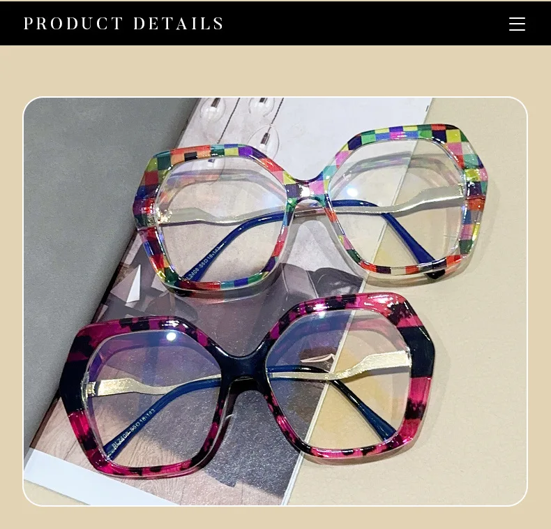 Trend Colorful Optical Spectacles Frames Ladies Polygon Large Size Anti ...