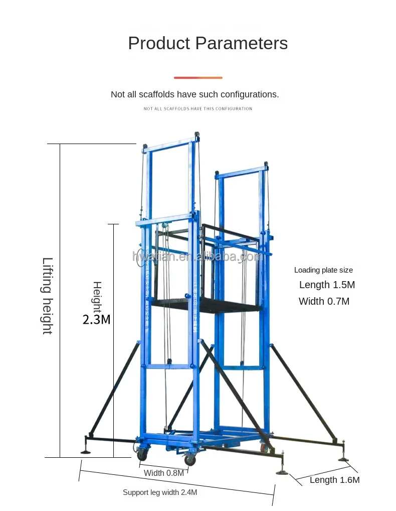500kg Mobile Electric Scaffold Platforms Lift Scaffolding For ...