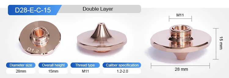 D28-A Single Layer Laser Nozzles for Precitec Empower Raytools CNC ...
