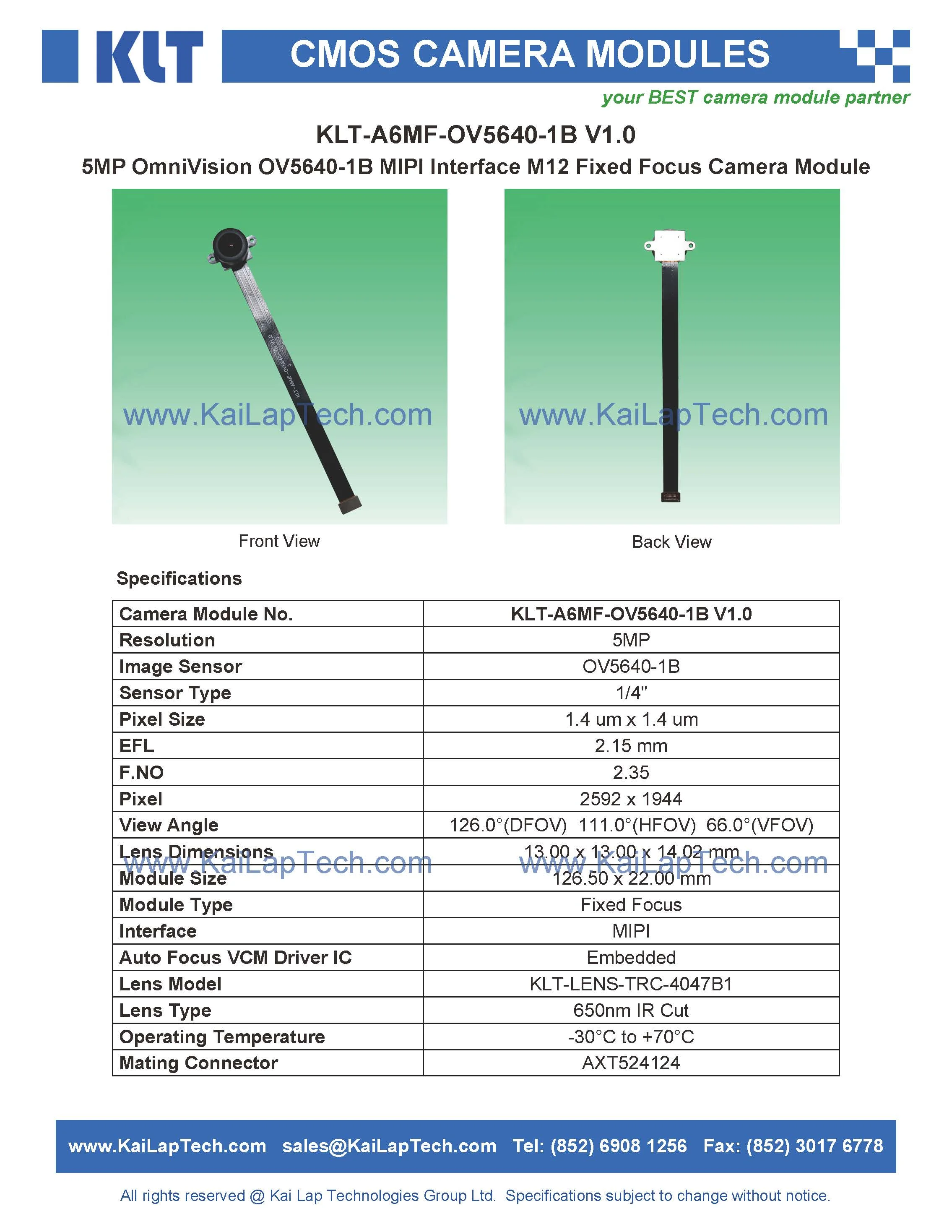 5mp Ov5640-1b Mipi接口m12定焦相机模块klt-a6mf-ov5640-1b V1.0 - Buy 5mp Ov5640-1b Mipi接口m12定焦相机模块 Product ...