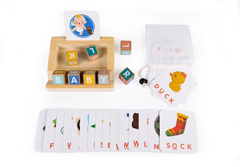 Children Words Flash Cards Wooden Toys First Alphabet Words Learning ...