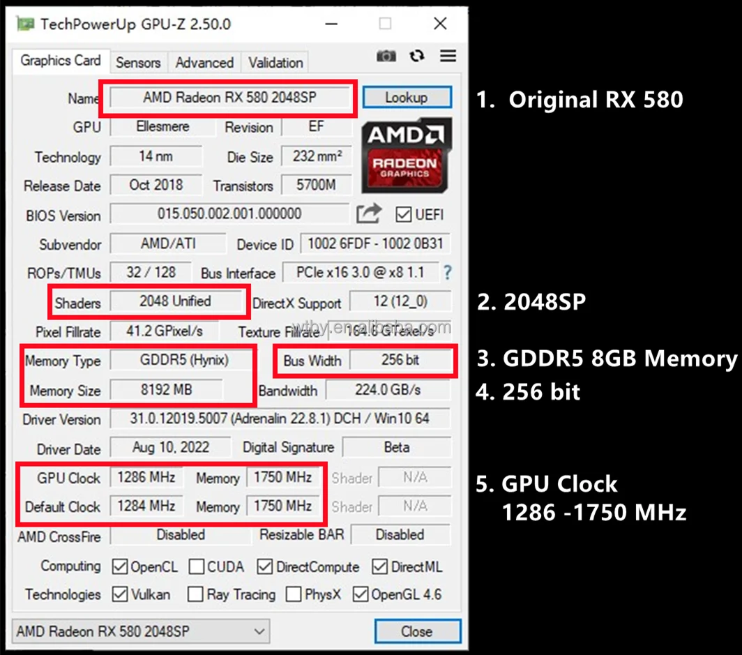 Original Amd Rx 580 8gb Gaming Graphics Card Ddr5 Used Graphics Cards ...