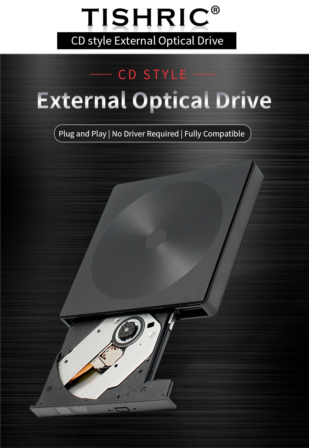 Tishric Type-c Dvd External Usb3.0 Cd Reader Player Burner Lector ...