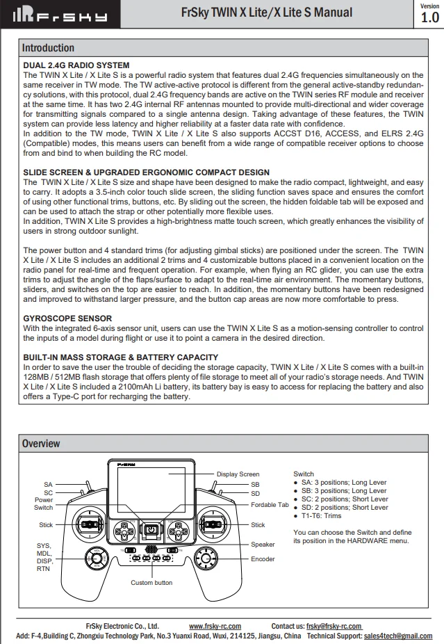 Frsky Twin Xlites Transmitter Built-in Dual 2.4g Radio System Rf Module ...