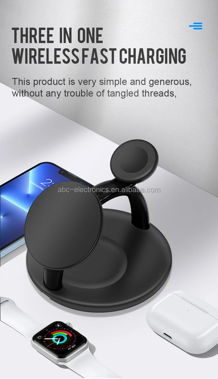 New Upgrade 3 In 1 Wireless Charger 15w Fast Magnetic Wireless Charger ...