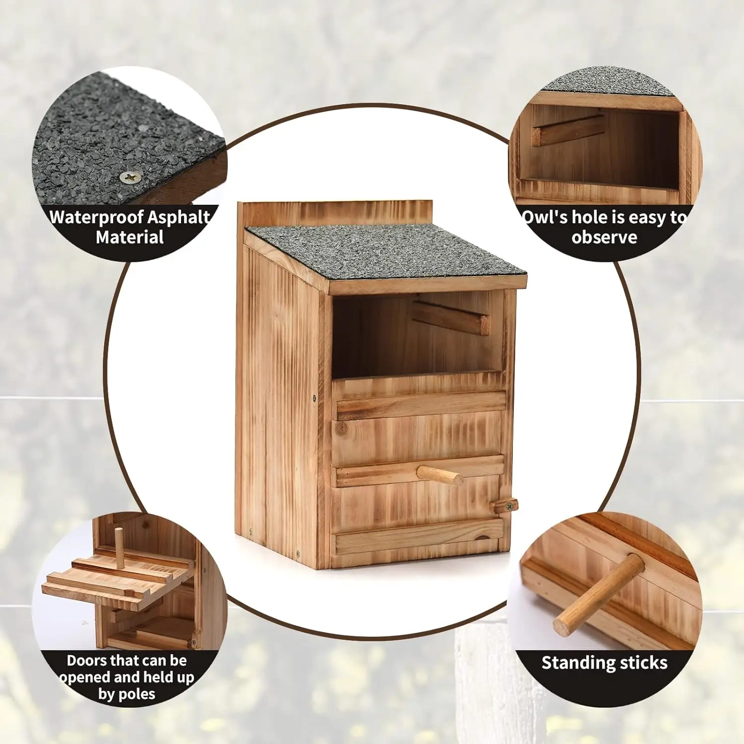 Owl House Wooden Owl House With Bird Stand Owl Nesting Box Handmade ...