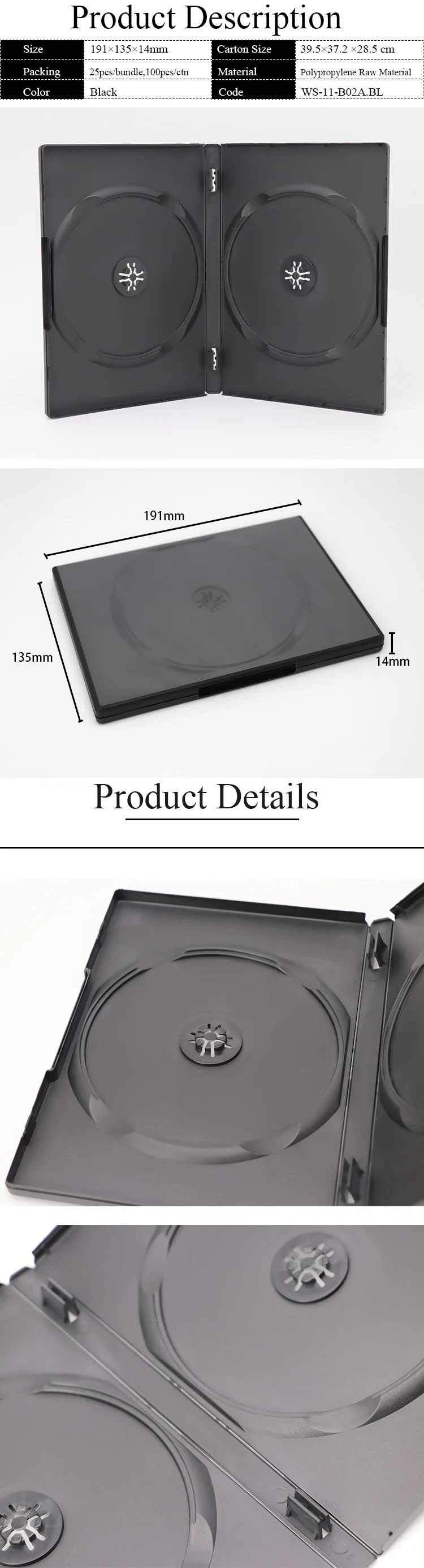 Black Packaging Storage Plastic Dvds Cd 14mm Pp Disks Cd Jewel Box ...