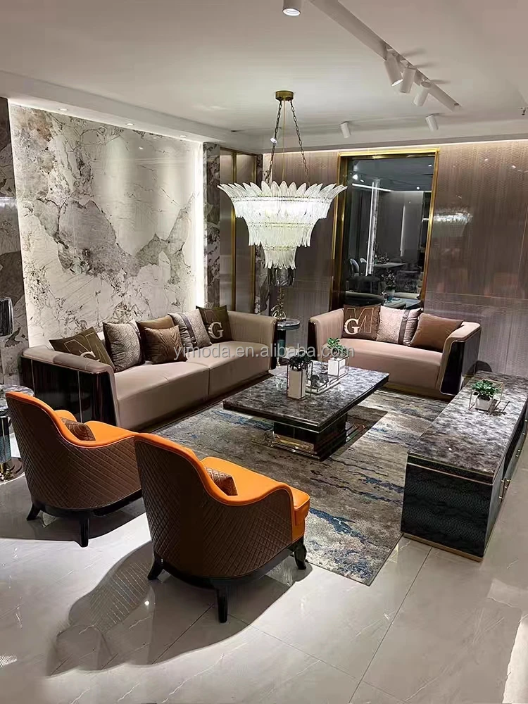 Modern Luxury Living Room Full Leather Sofa Set,Luxury Cow Leather Sofa ...