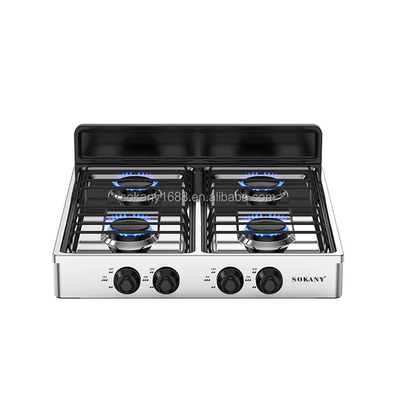 Sokany 4-Burner Stainless Steel Gas Stove with Oven for Kitchen and ...