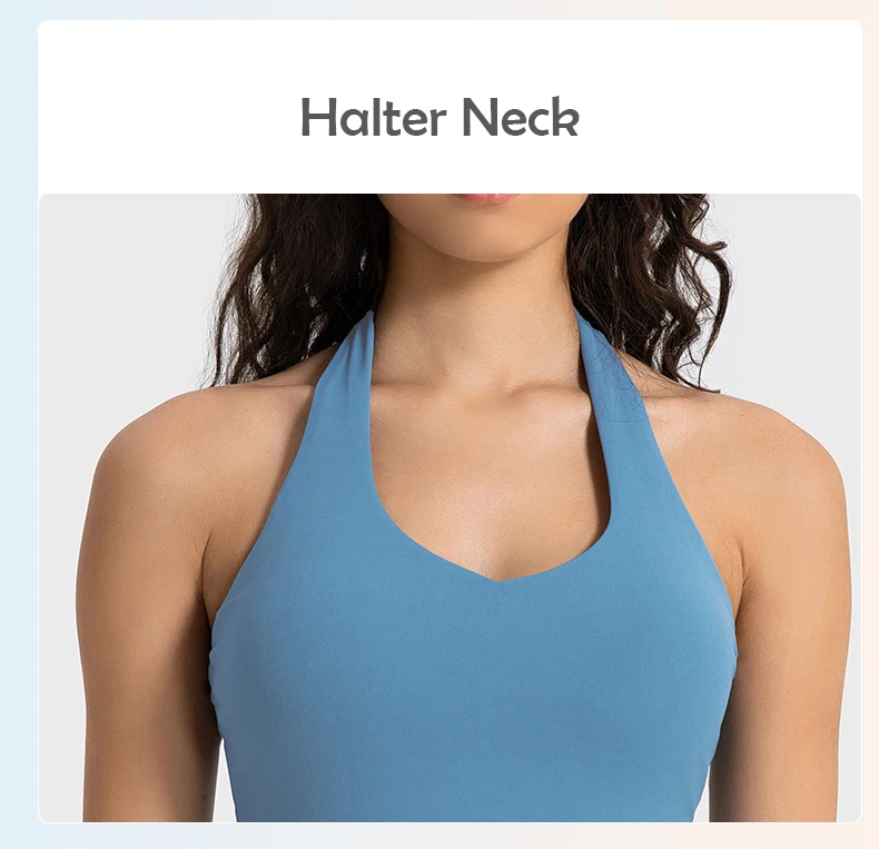 Wholesale Custom Logo Workout Halter Neck Gym Crop Tank Tops