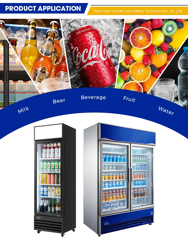 Supermarket Commercial Glass Door Cold Drink Freezer Pepsi Beer Upright ...