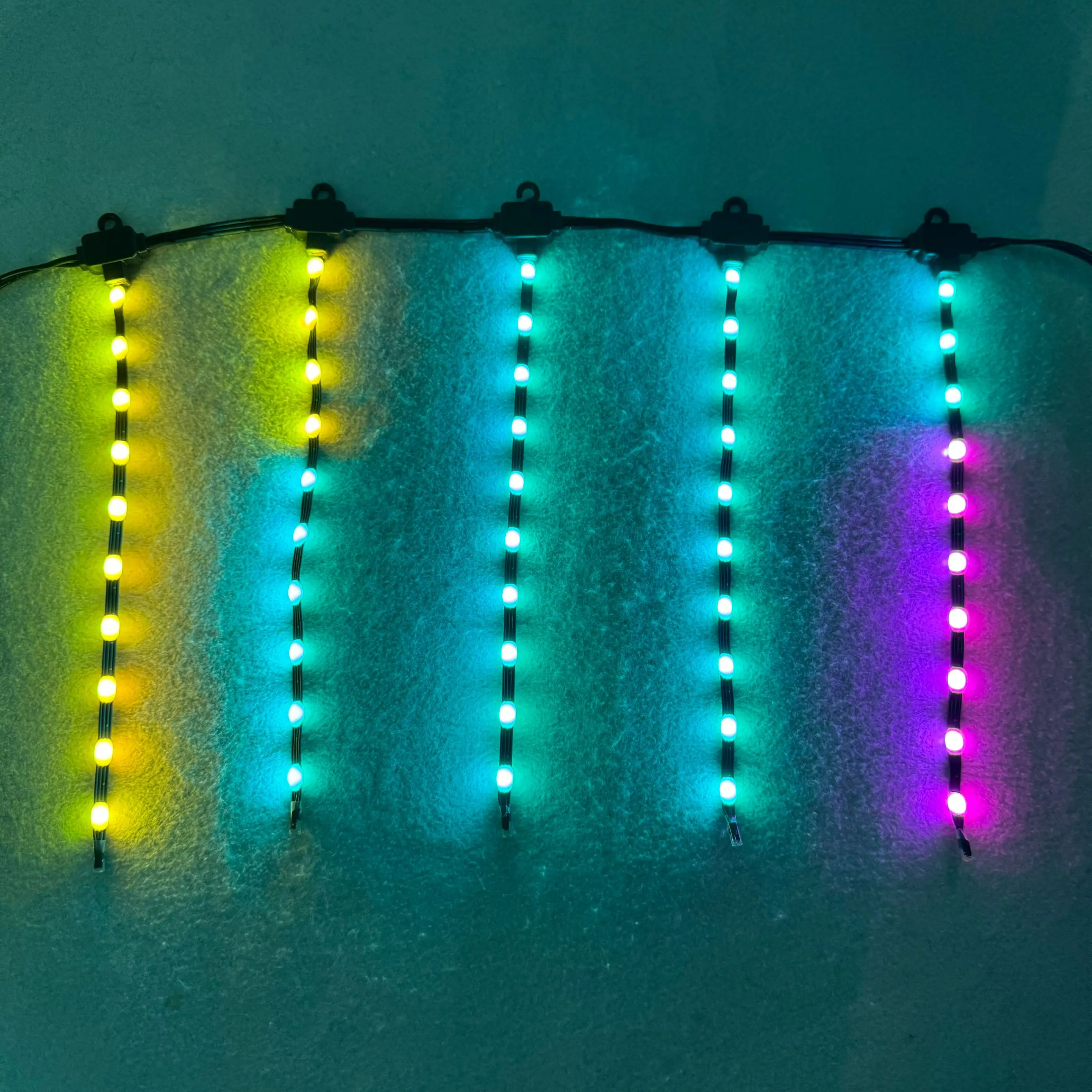 100 Pixels/string 12V RGB Smart LED Pebble Seed Icicle Light