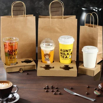 At Pack Brown Paper Coffee Bags 1/2/4 Cups Coffee Takeout Twisted ...