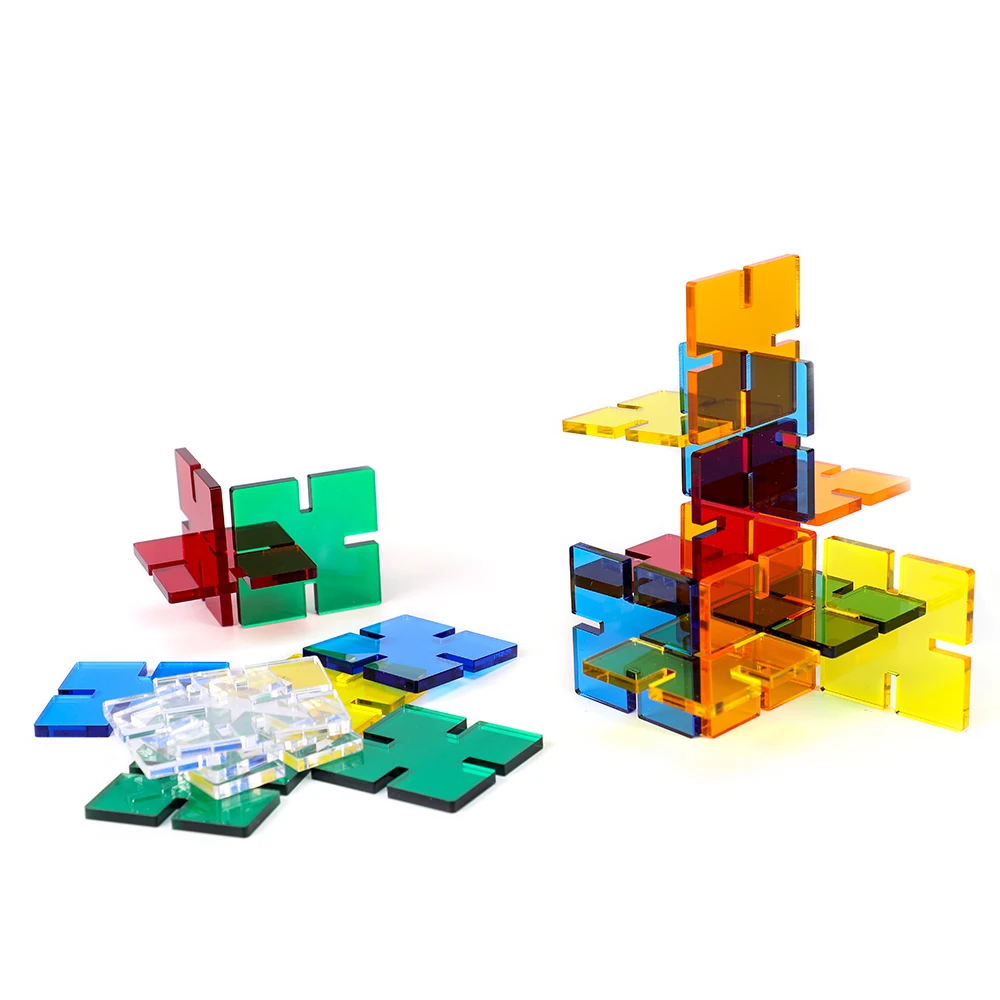 Montessori Learning Toy Rainbow Lucite Rainbow Stacking Blocks Acrylic ...