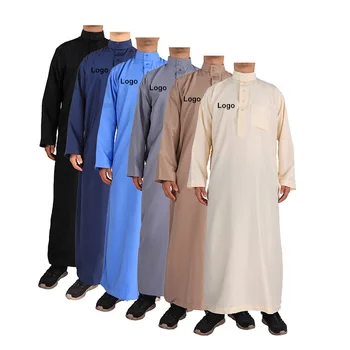 Custom Arabic Dubai Islamic Clothing Men's Thawb Jubba Long Sleeve ...