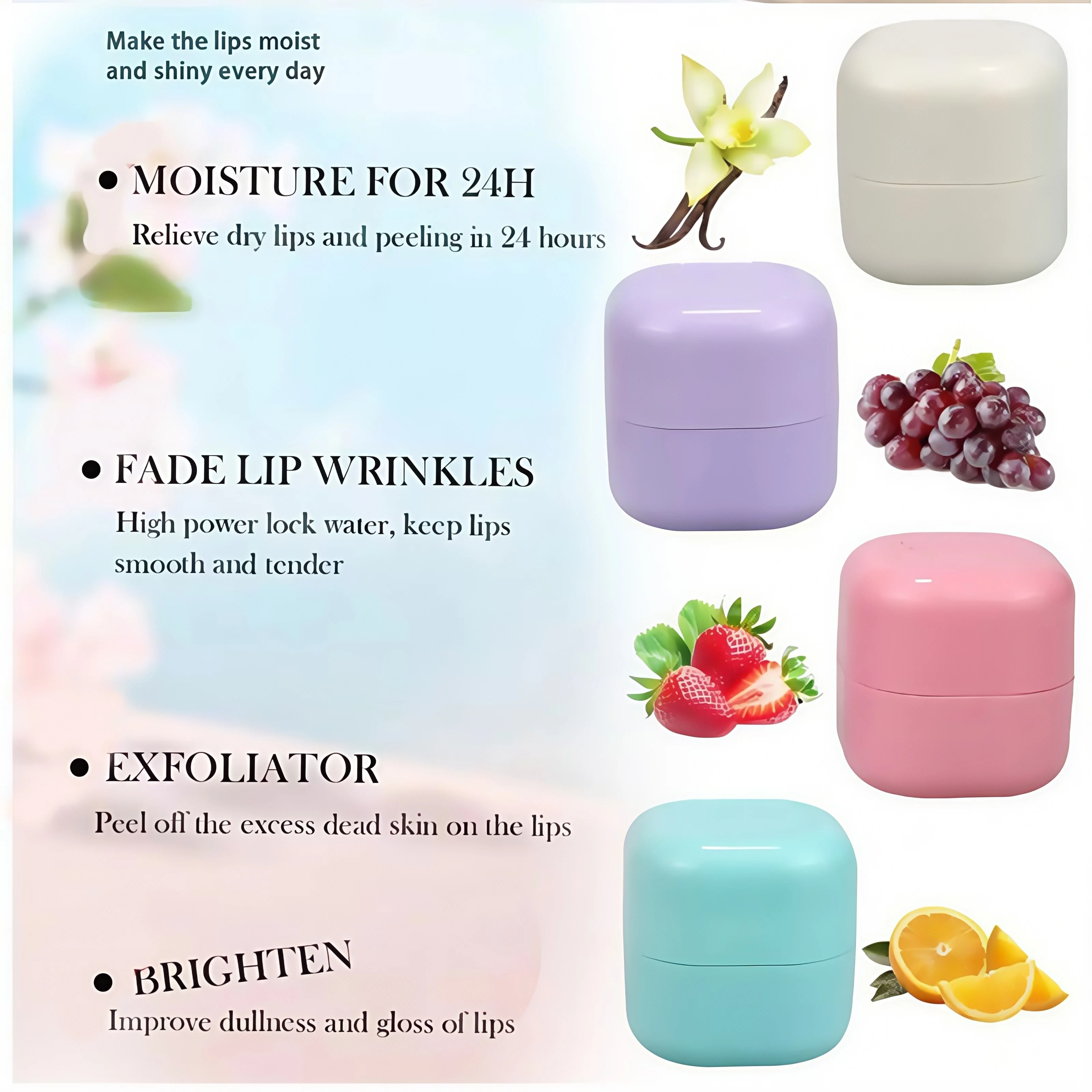 4 Flavors Strawberry Lip Balm - Natural Long Lasting Care