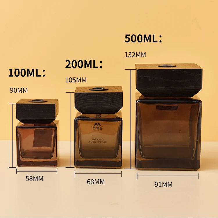 Wholesale Custom 100ml 200ml Square Luxury Diffuser Bottle Black Empty ...
