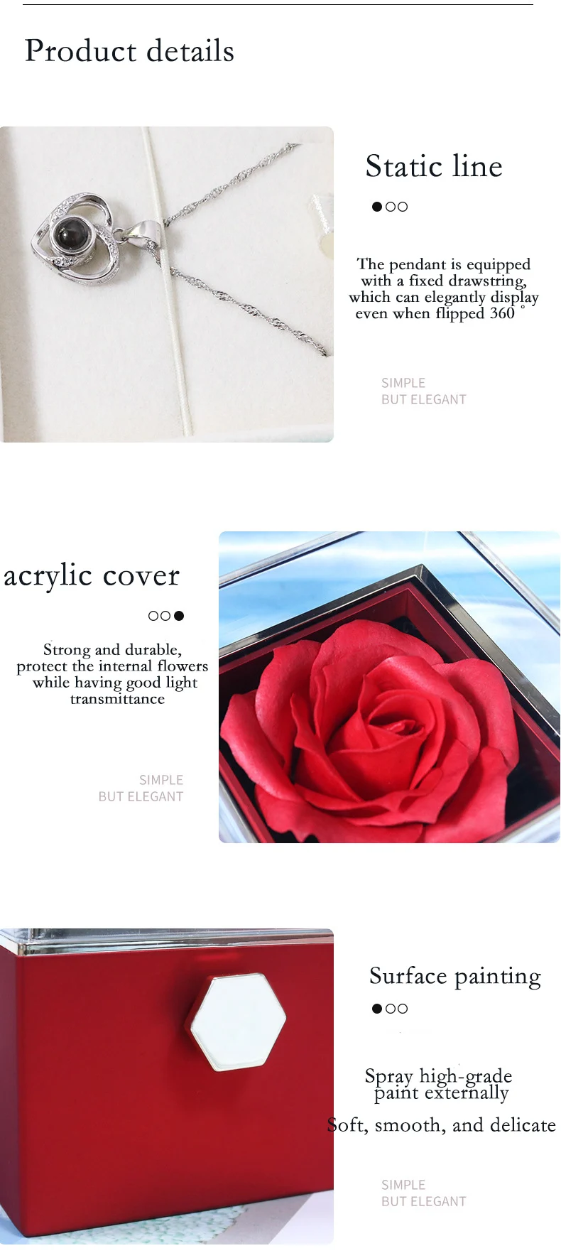 Customized Eternal Rose Acrylic Jewelry Box - Wedding Gift