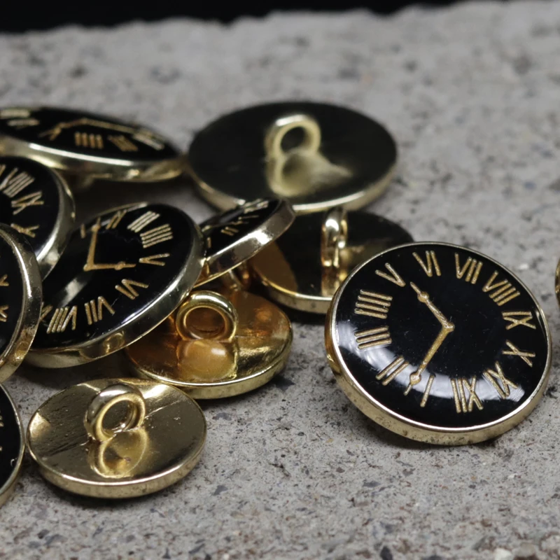 15mm And 20mm Gold Filled Black Oil Laser Logo Zinc Alloy Buttons For ...
