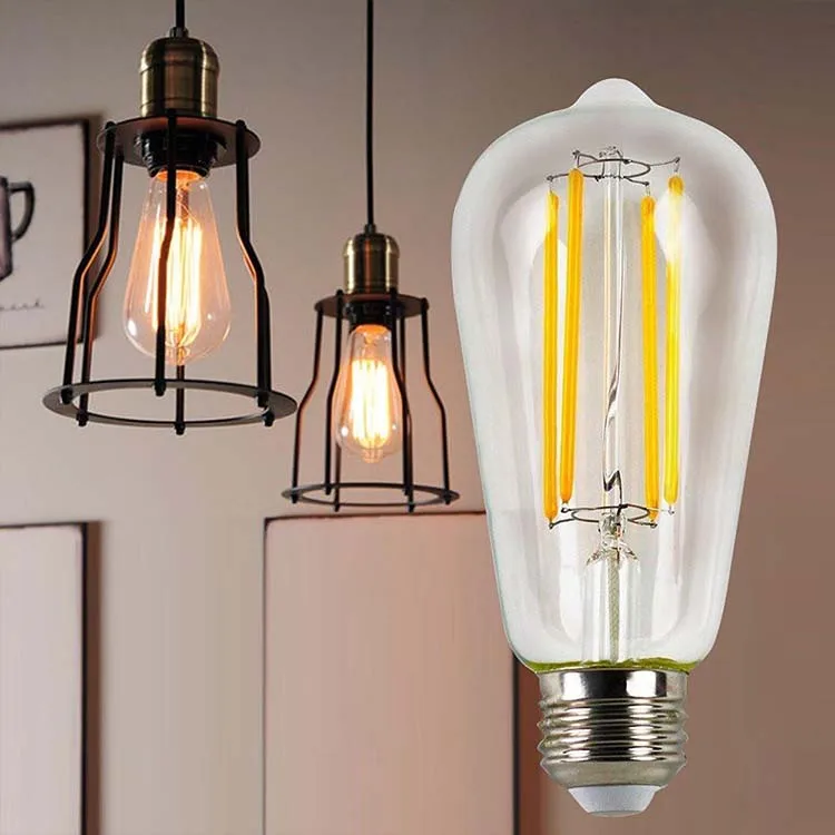 ST64 LED Light Bulb E26 E27 120V 220V Clear Glass LED Edison Vintage ...