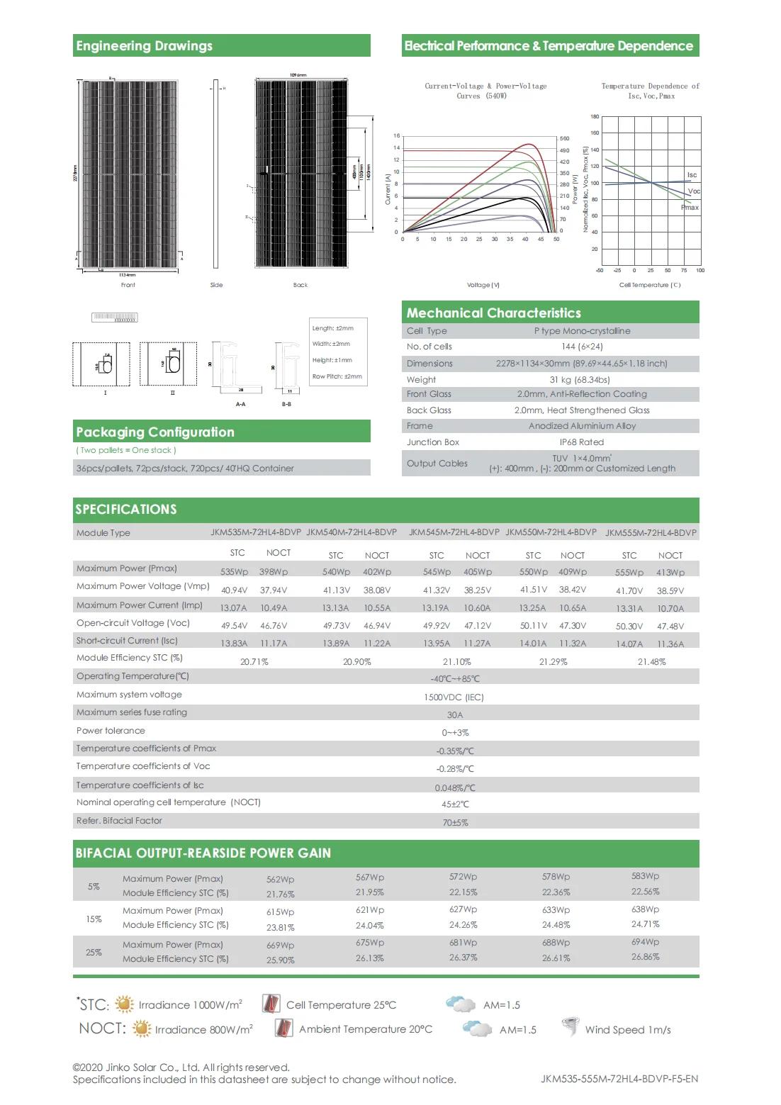 Bifacial Bifacial Module With Dual Glass 535w 540w 545w 550w 555w Solar ...