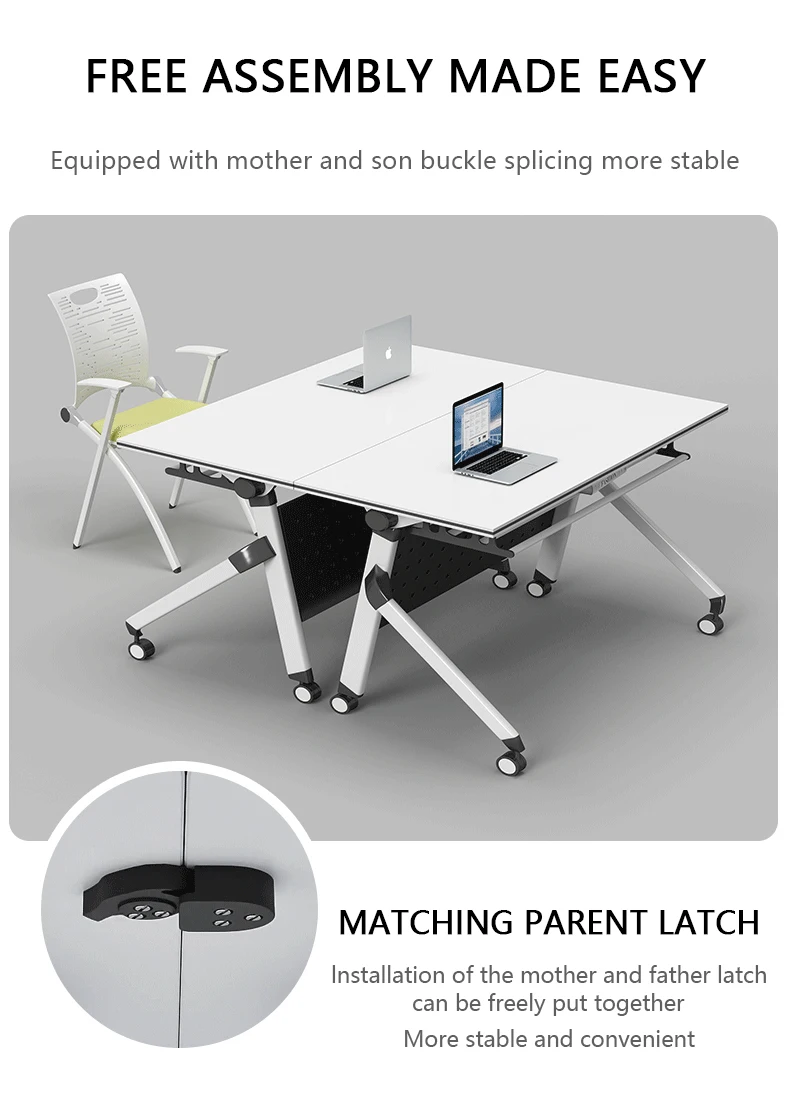 Movable Training Study Desk Tables With Wheels Office Room Stackable ...