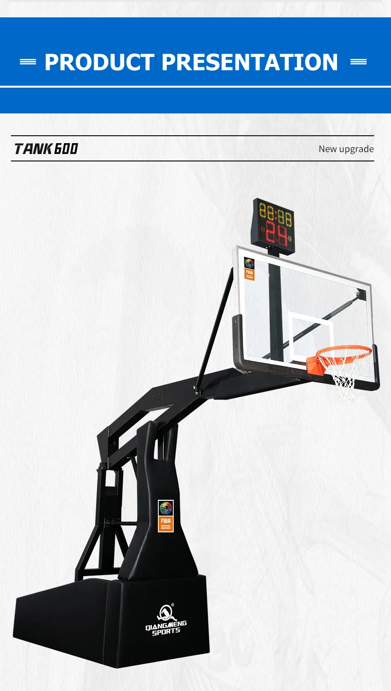 Fiba Standard Electro-Hydraulic Basketball Stand for Competition
