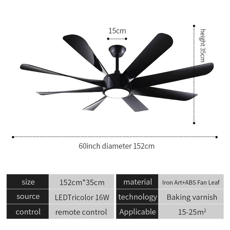 Super Powerful Ceiling Fan with 8-Leaf 60 Inch ABS Blades