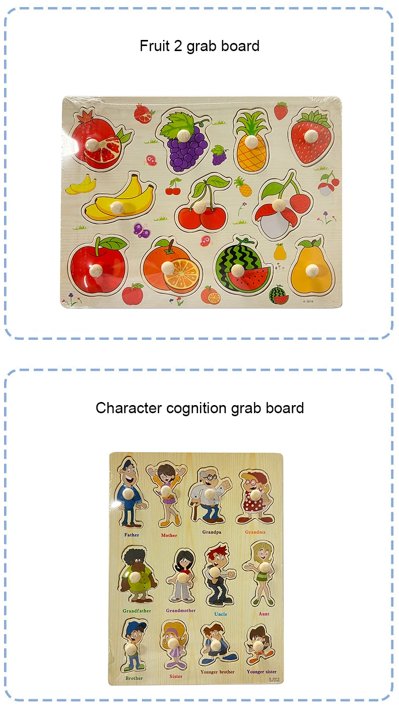 Montessori Wooden Alphanumeric & Animal Fruit Cognitive Puzzle Board ...
